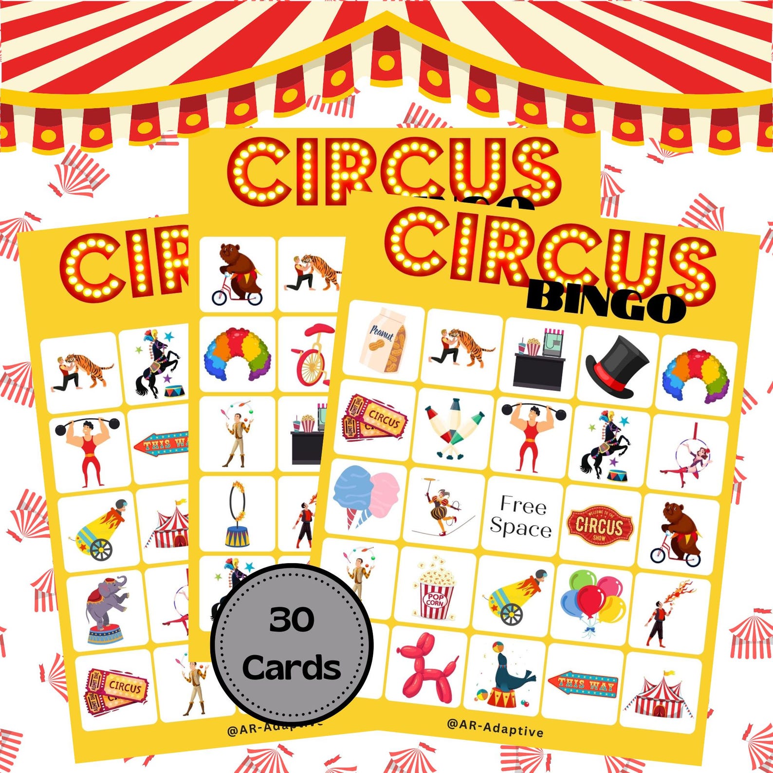 Circus Bingo Game, Circus Classroom Activity, Inclusive Bingo, 30 ...