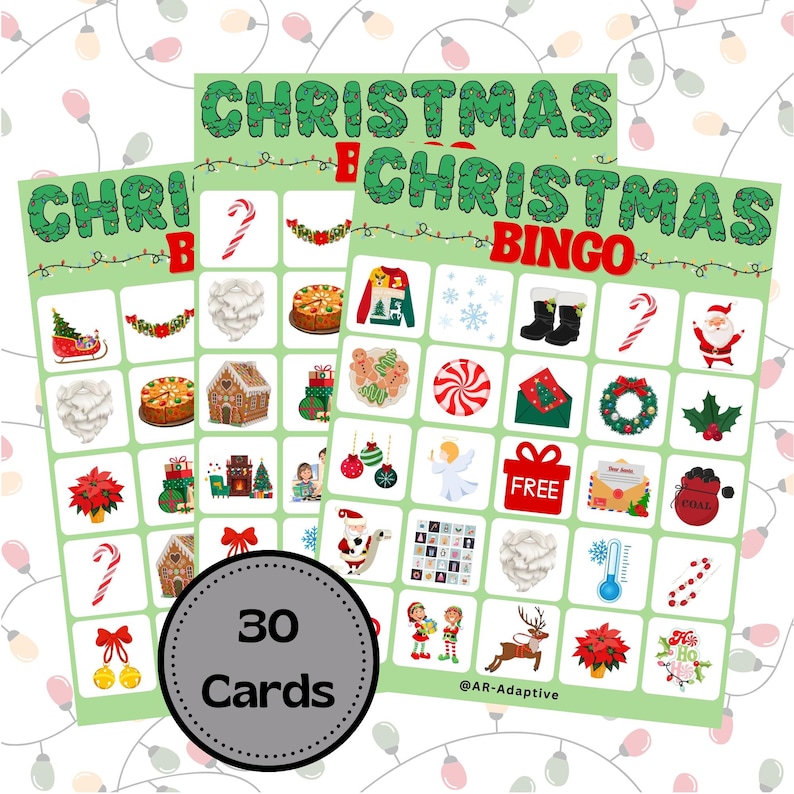 30 Unique Christmas Bingo Cards, Christmas Classroom Activity ...
