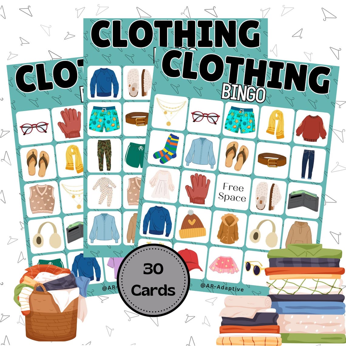 Clothing Bingo Game, Clothing Classroom Activity, Inclusive Bingo, 30 ...