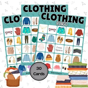 Clothing Bingo Game: 30 Unique Cards, Classroom Activity (printable PDF ...