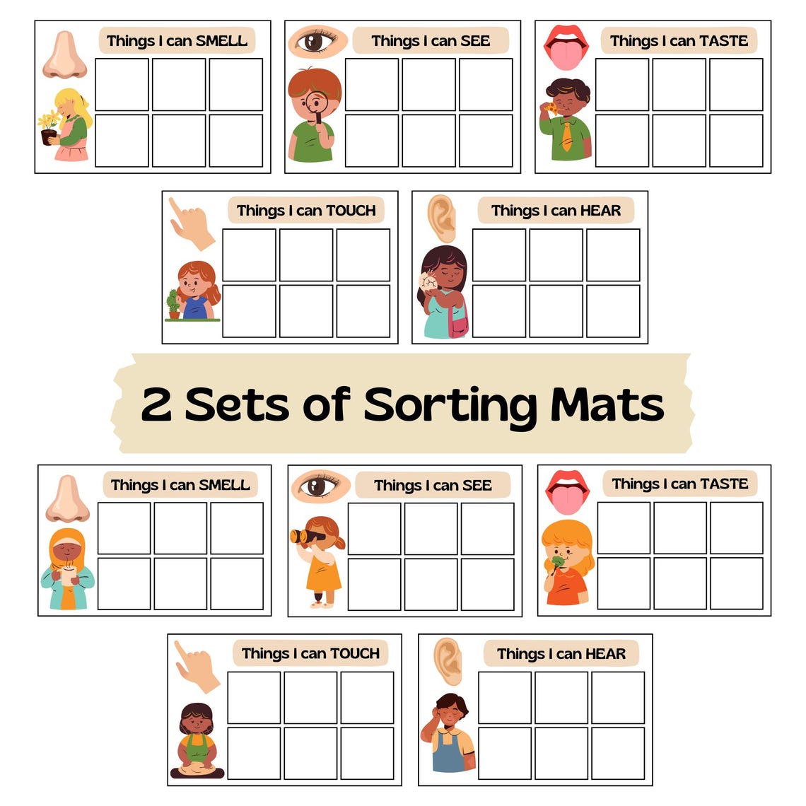 5 Senses Sorting Mats: Inclusive Learning Activity (PDF Pattern) - Etsy
