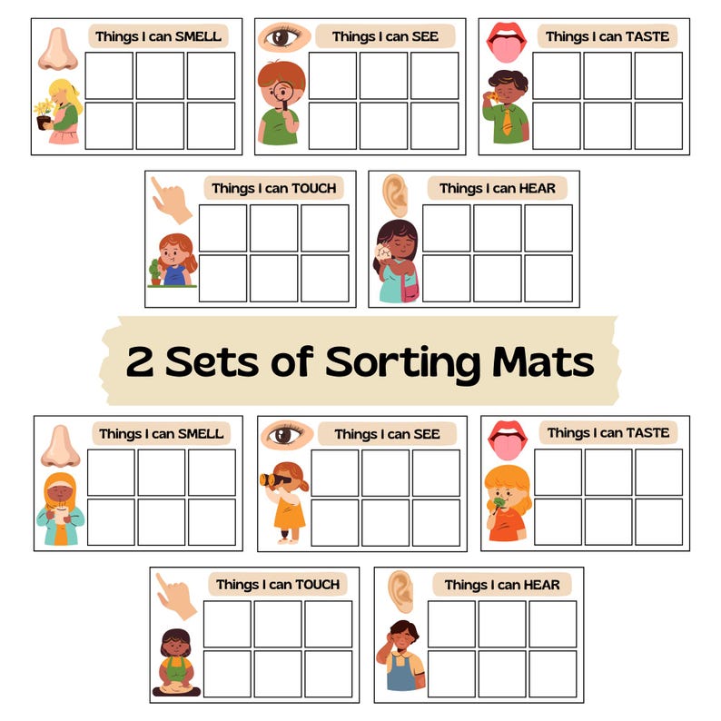 5 Senses Sorting Mats: Inclusive Learning Activity (PDF Pattern) - Etsy