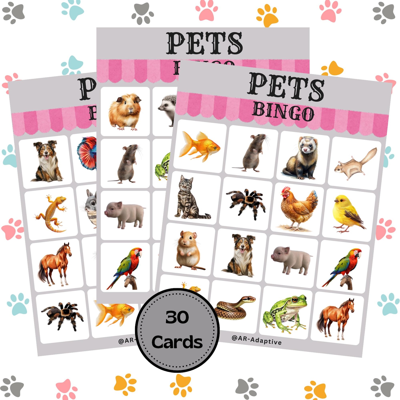 Printable Pets Bingo Game | Educational Animal Activity for Kids ...