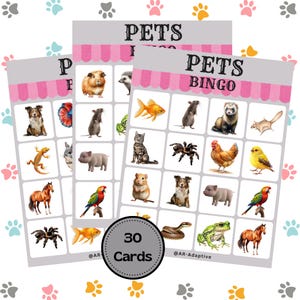Printable Pets Bingo Game | Educational Animal Activity for Kids ...