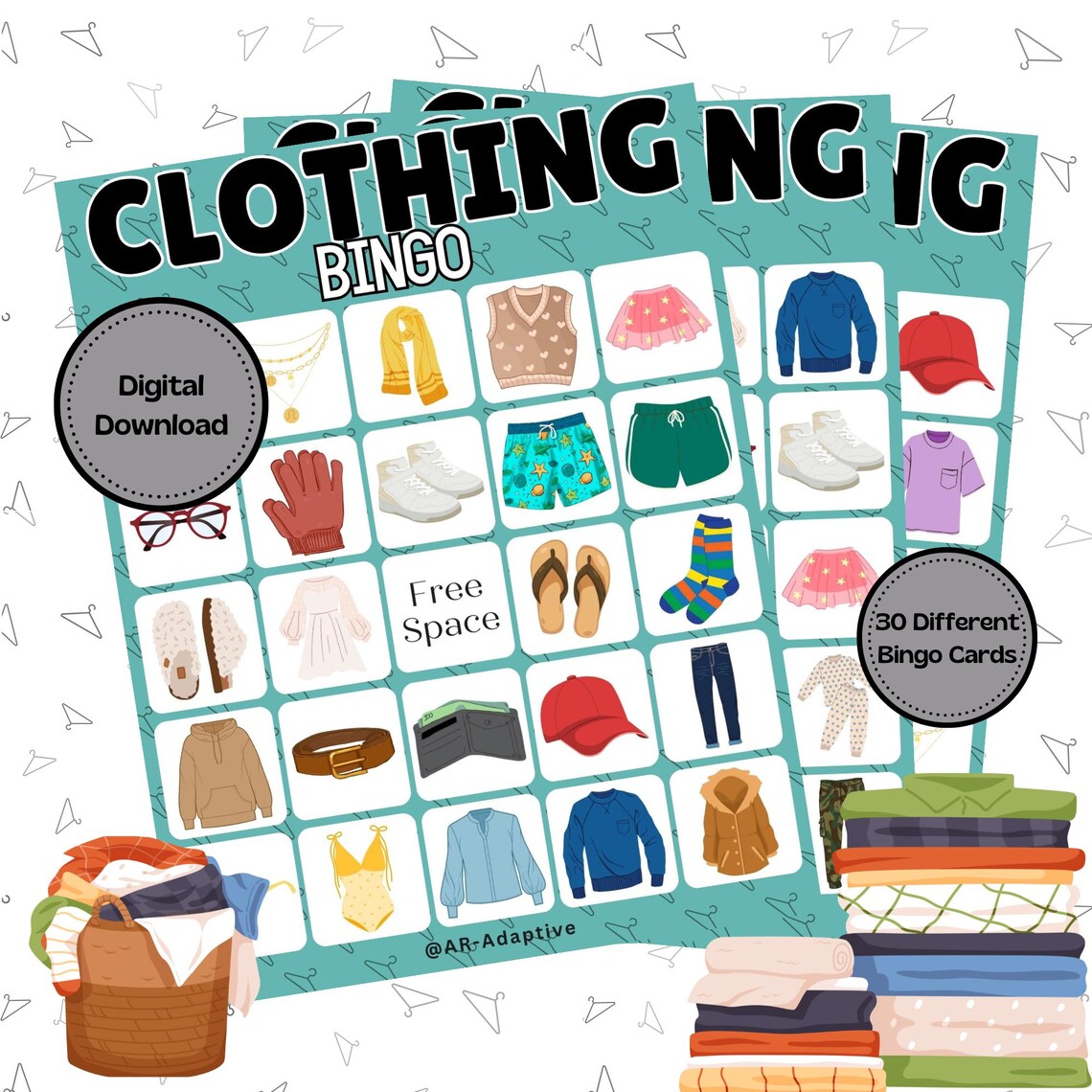 Clothing Bingo Game, Clothing Classroom Activity, Inclusive Bingo, 30 ...