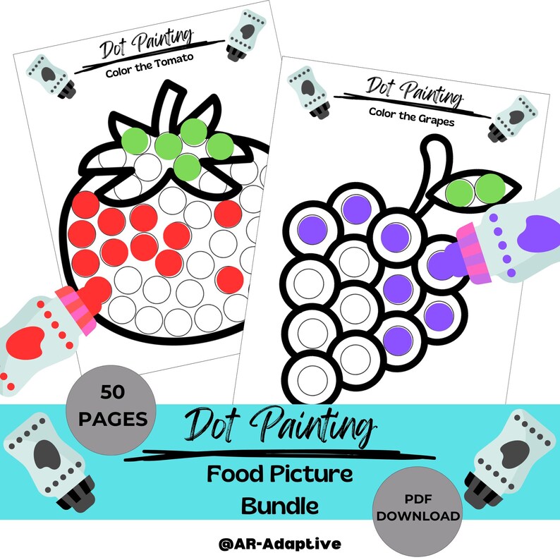 50 Food Dot Marker Activity Pages: Classroom Printables (PDF) - Etsy