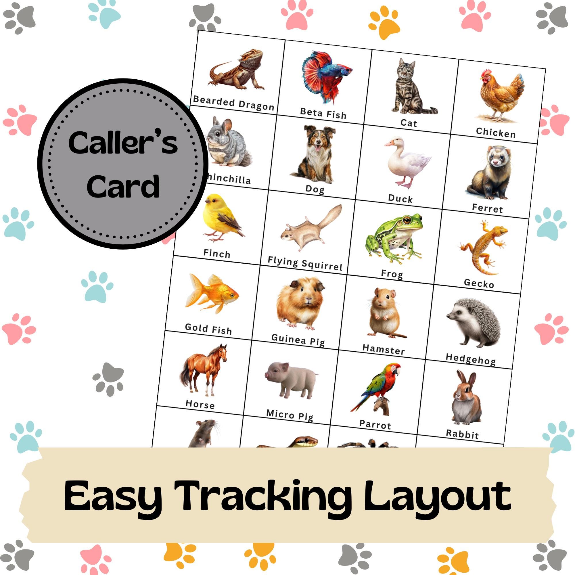 Printable Pets Bingo Game | Educational Animal Activity for Kids ...