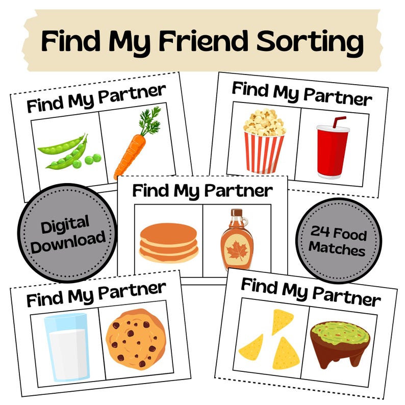 Food Pairing Cards: Matching Game Activity (digital Download) - Etsy