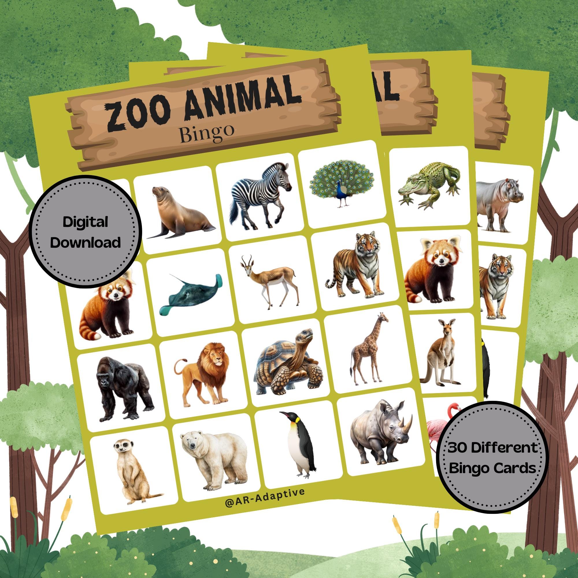 Zoo Animal Bingo Game, Zoo Animal Classroom Activity, Inclusive Zoo ...