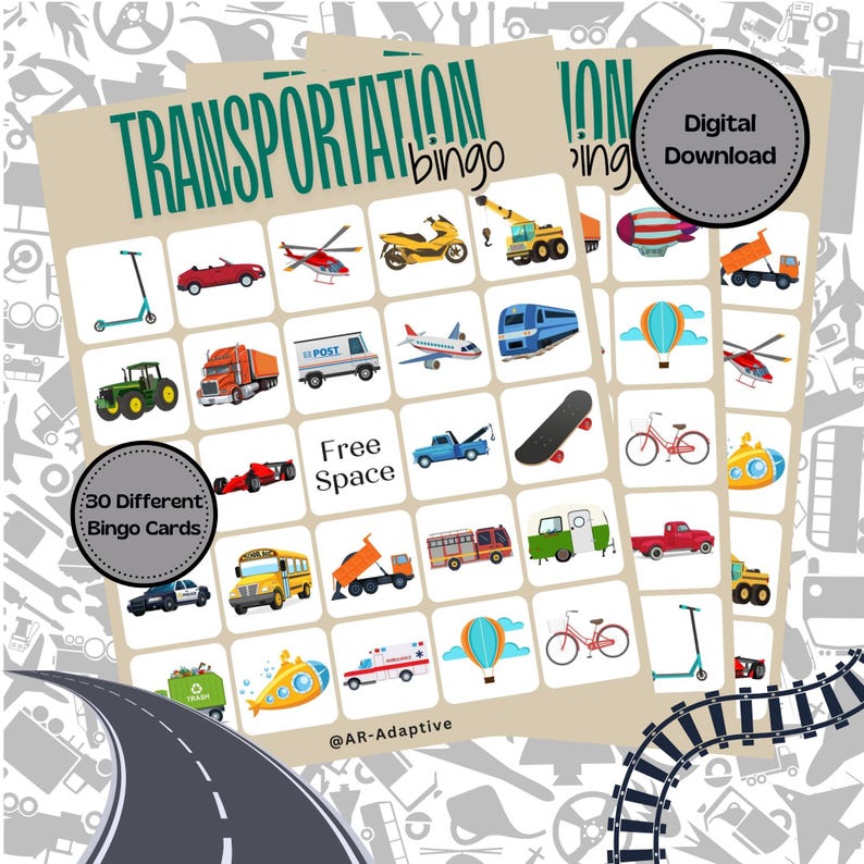 Printable Transportation Bingo Game | Educational Vehicle Bingo for ...