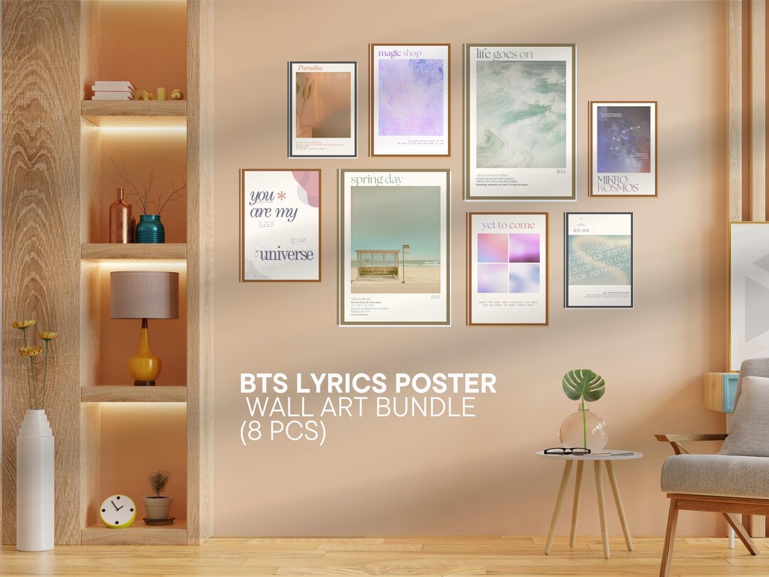 BTS Comfort Songs Wall Art Bundle | Minimalist Lyric Posters, Pastel K ...