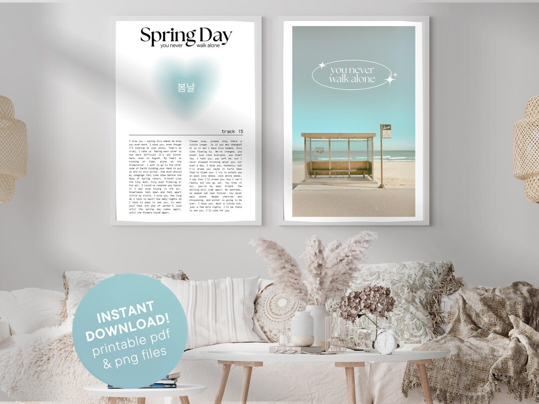 BTS Spring Day Song Lyric Print | K-pop Wall Art Decor, Gift for ARMY ...