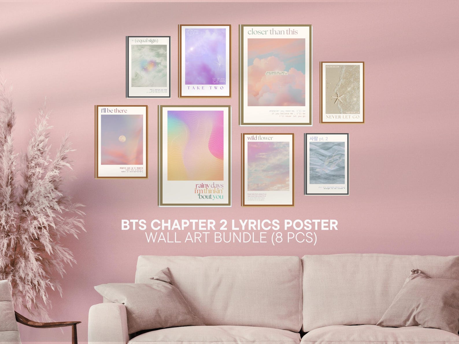 BTS Chapter Two Songs Wall Art Prints Bundle | Minimalist Lyric Posters ...
