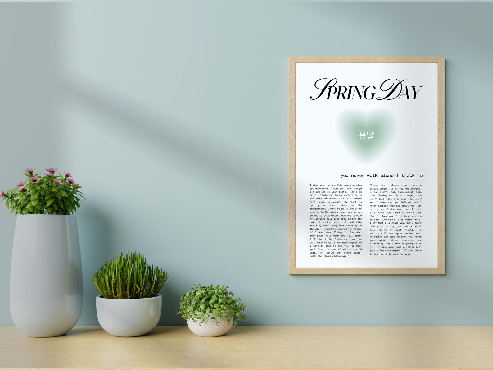 Impresión de letra de BTS Spring Day / Póster de arte de pared de K-pop ...