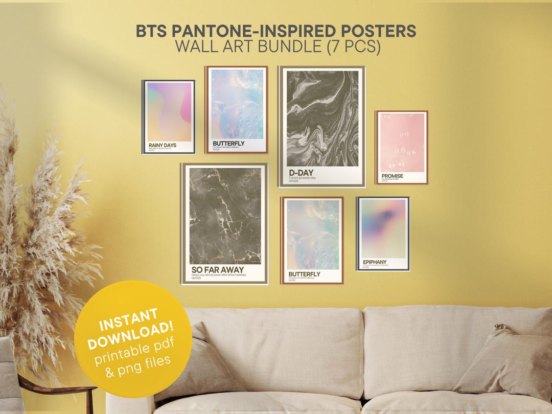 BTS Pantone Inspired Wall Art Bundle Minimalist Lyric Posters ...