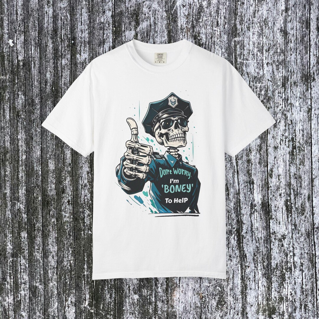 Funny Skeleton Police Shirt With Thumbs up Typography for Police Fans ...