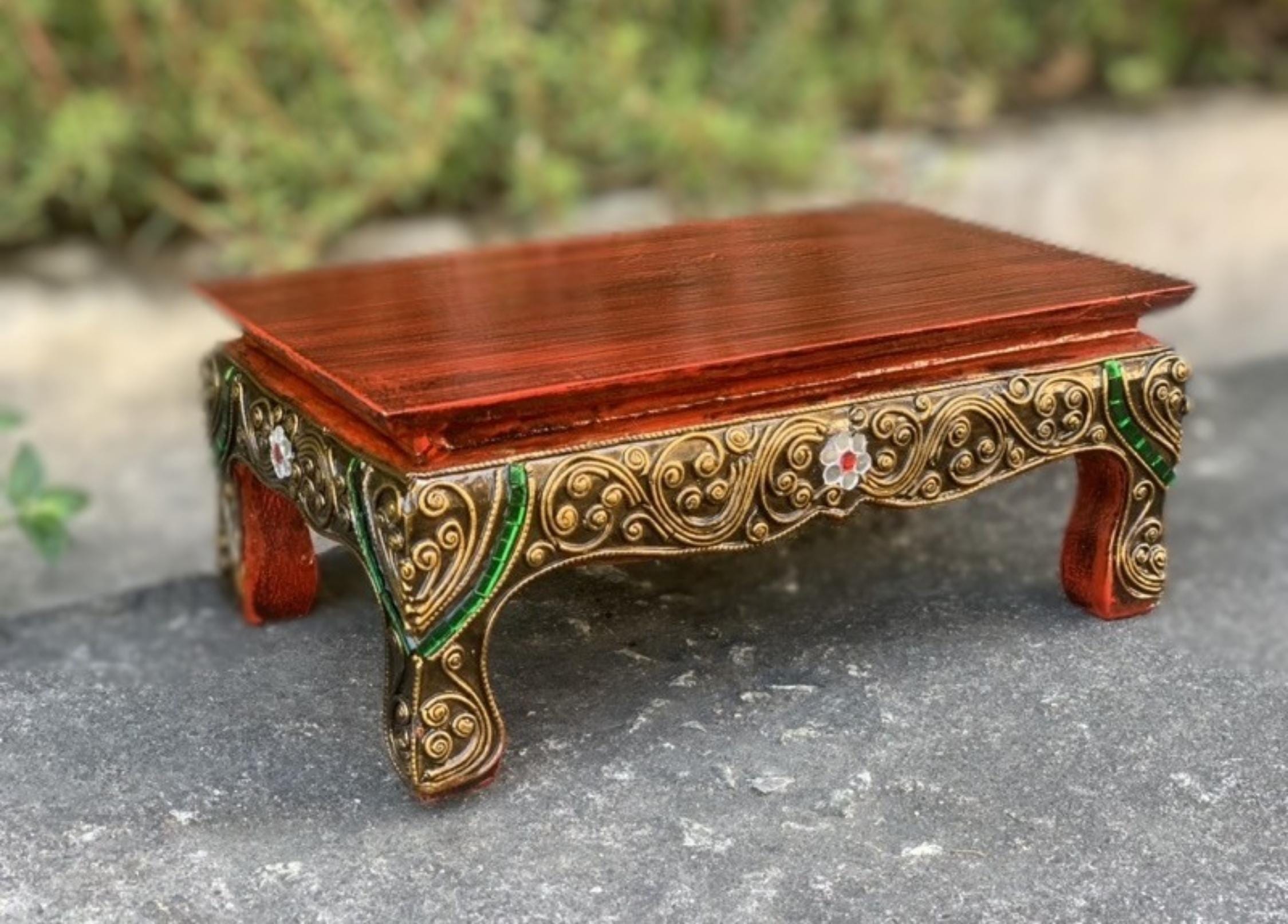 Thai Traditional Wooden Buddha Altar Table With Decorative Mosaic ...