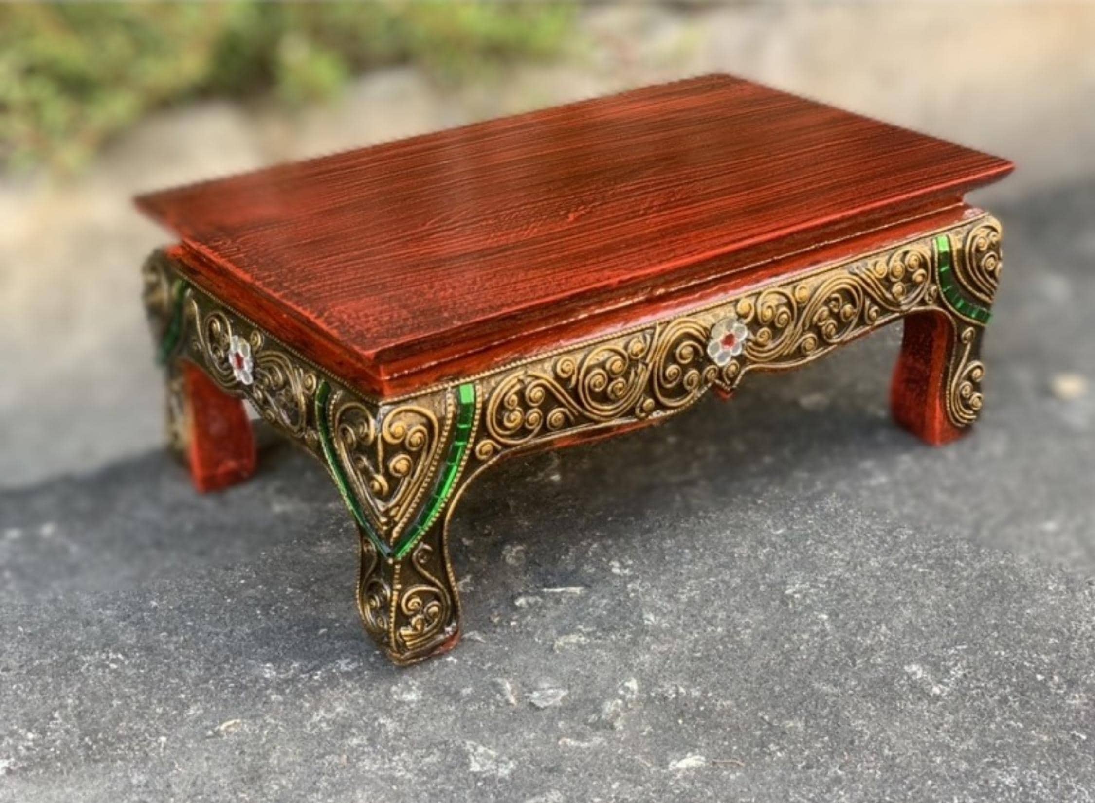 Thai Traditional Wooden Buddha Altar Table With Decorative Mosaic ...