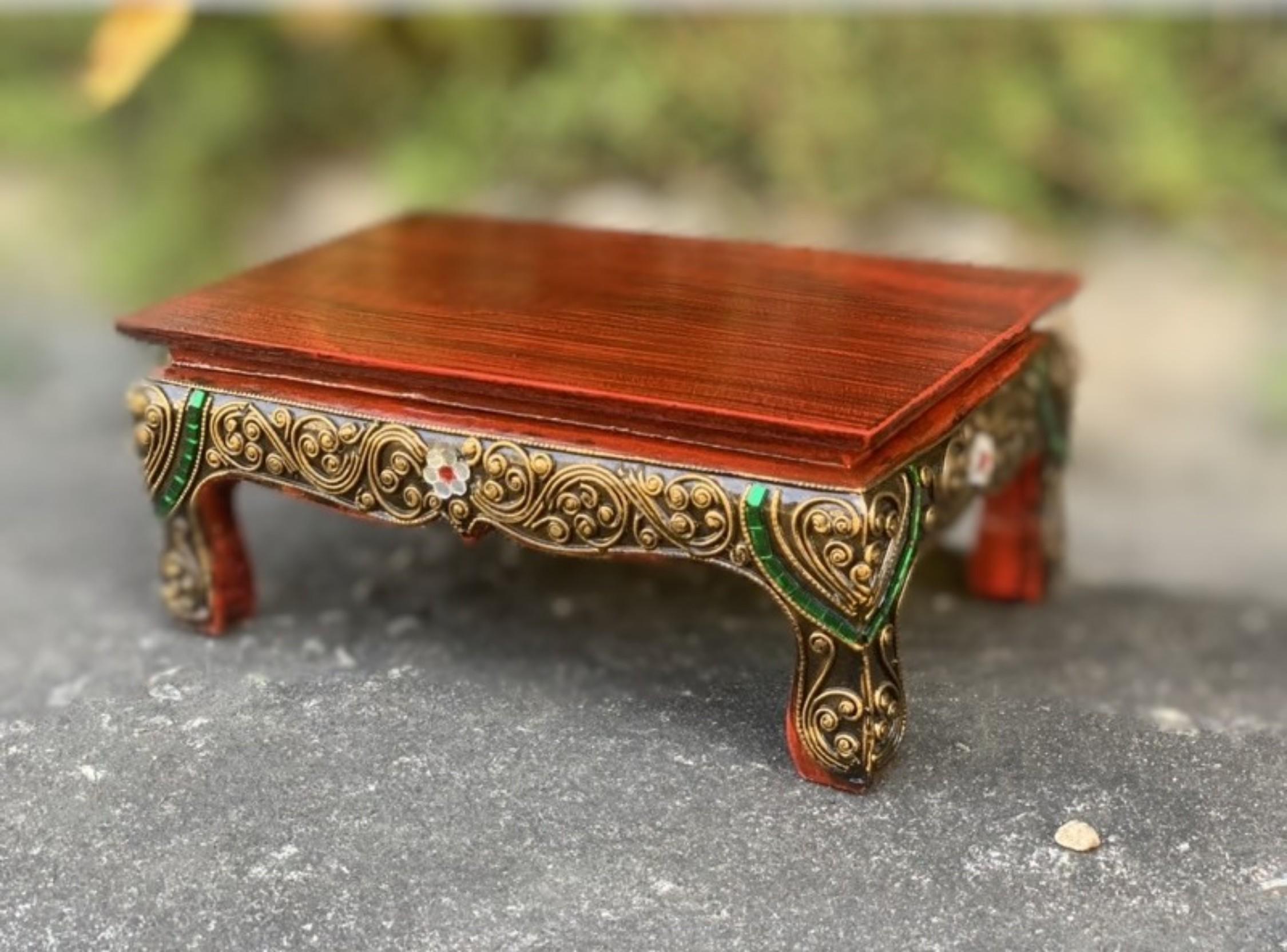Thai Traditional Wooden Buddha Altar Table With Decorative Mosaic ...