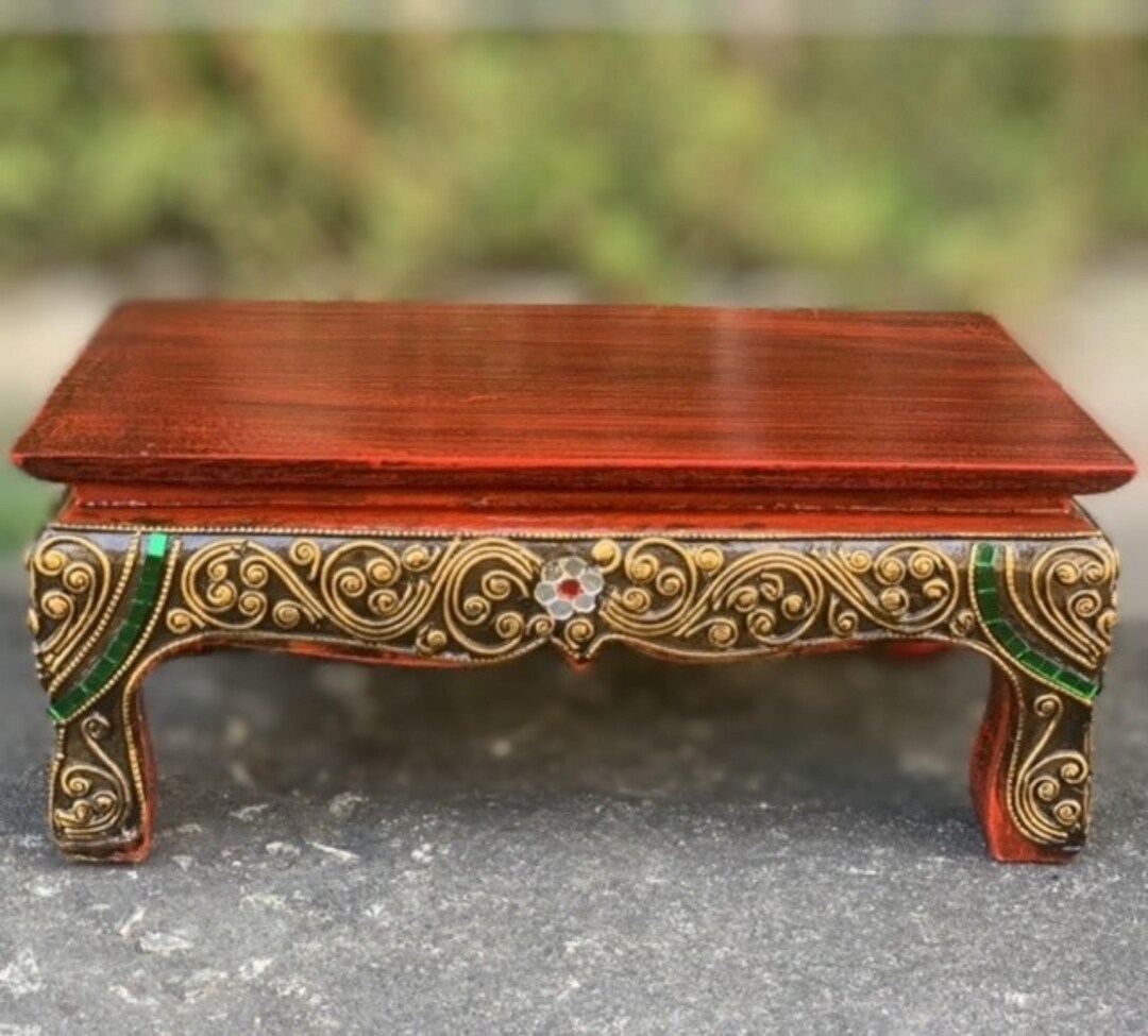 Thai Traditional Wooden Buddha Altar Table With Decorative Mosaic ...