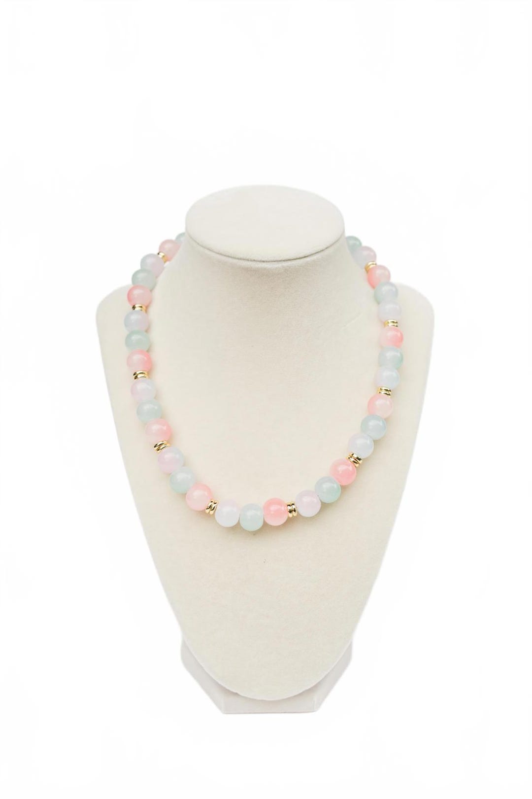 Pastel Quartz and Gold Beaded Necklace - Etsy