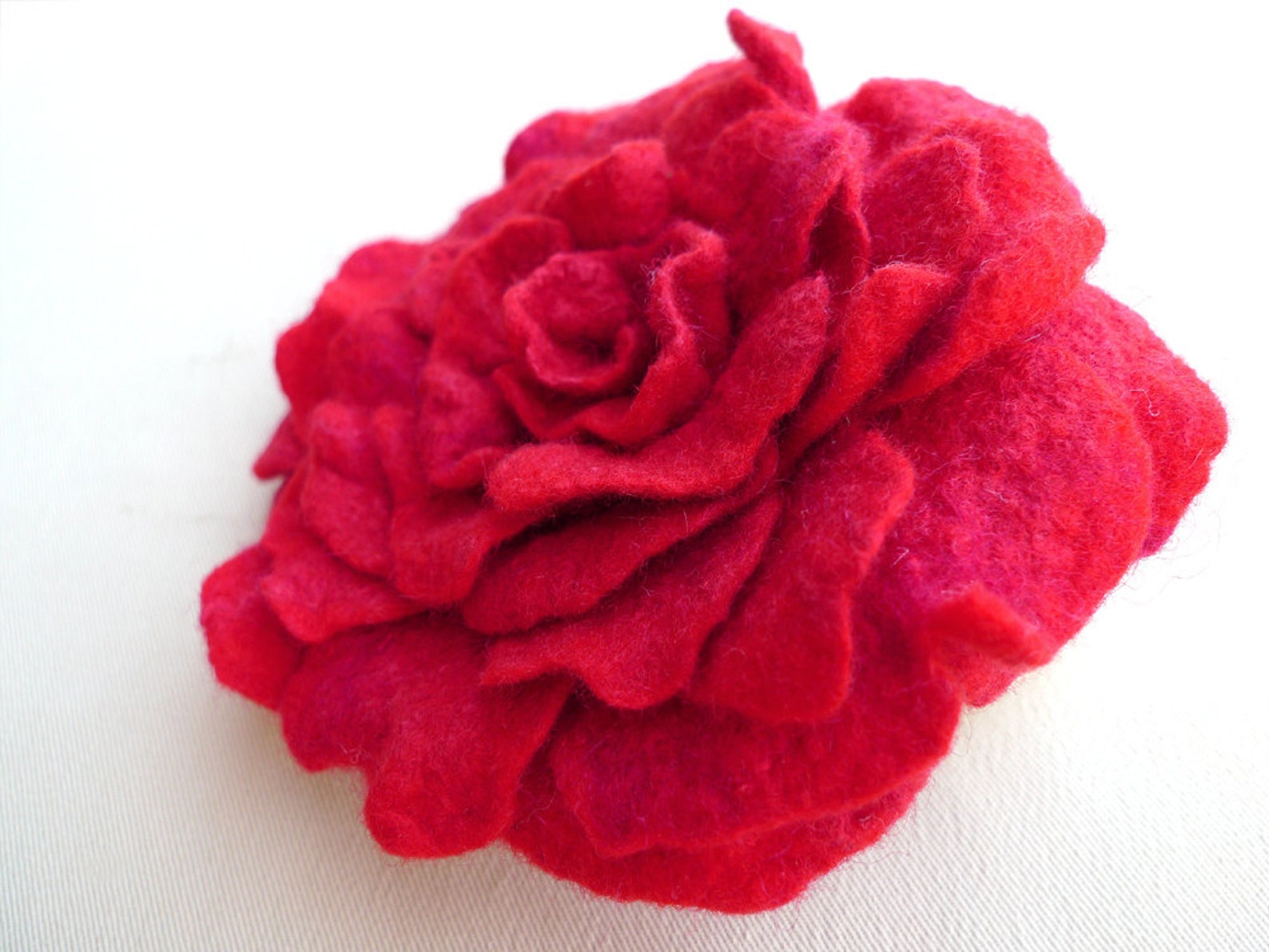 Felt Rose, Felted Red Rose Brooch - Etsy