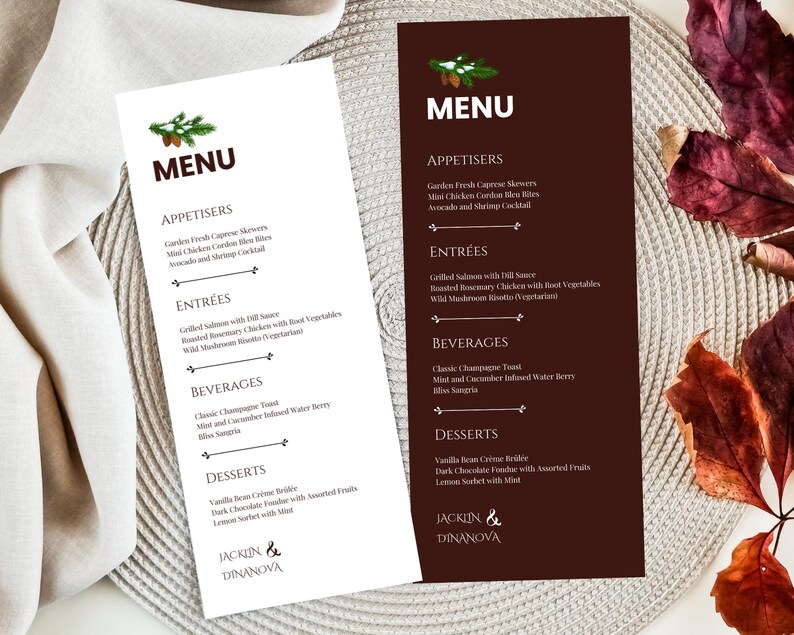 Simple and Elegant Wedding Menu Template Black & White Editable Canva ...
