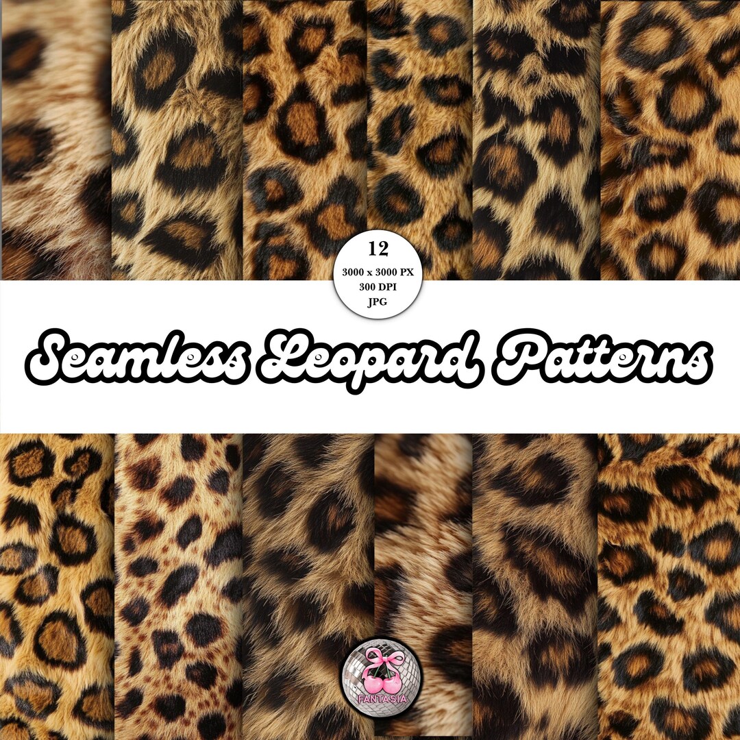 12 Leopard Print Digital Backgrounds JPG Files Animal Fur Patterns ...