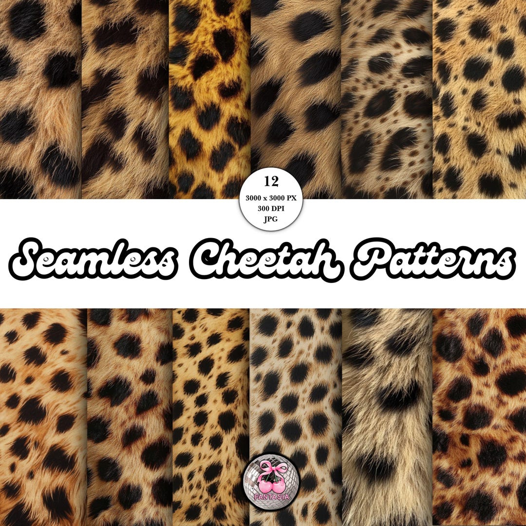 12 Cheetah Print Digital Backgrounds JPG Files Animal Fur Patterns ...