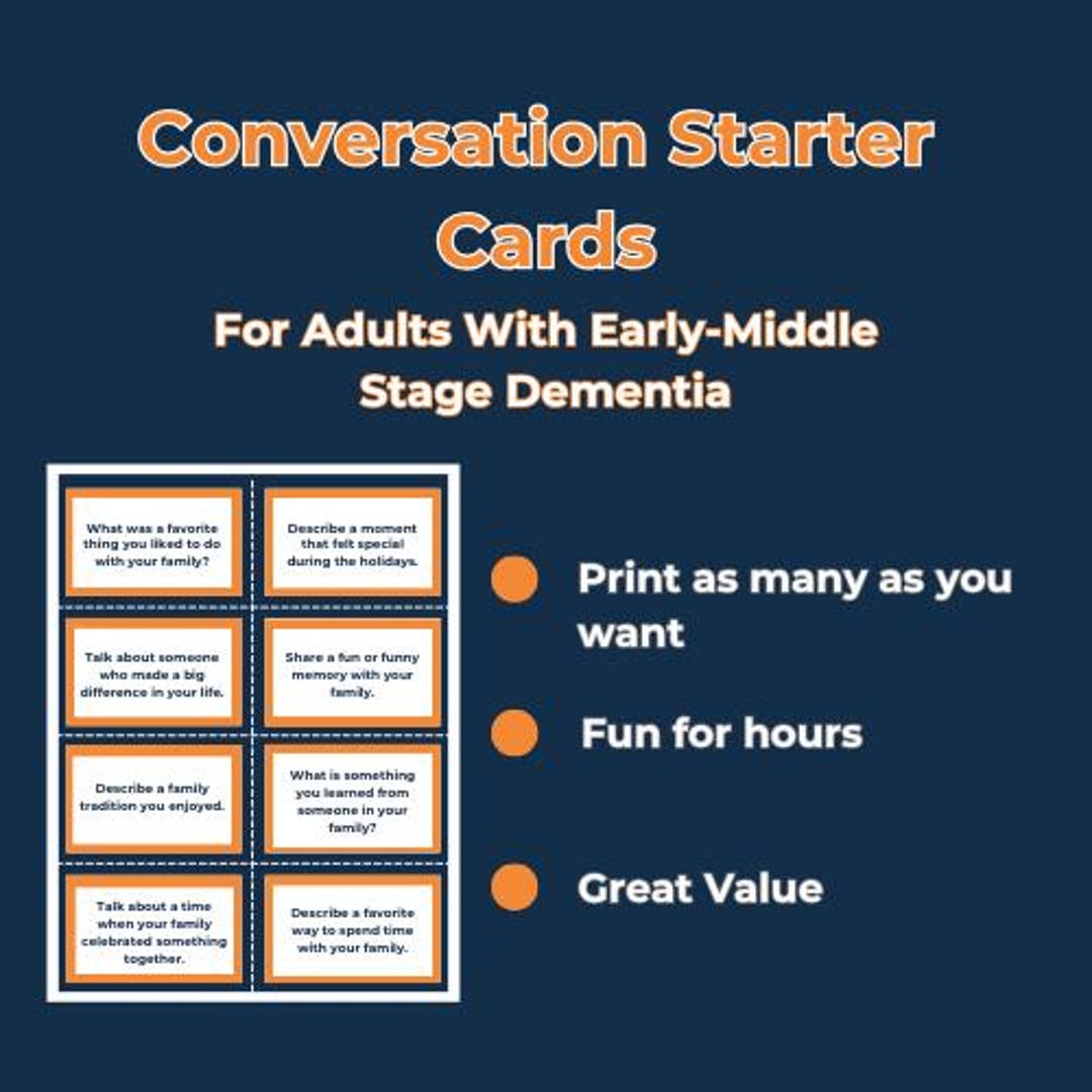 Conversation Starter Cards for Dementia Care - Etsy
