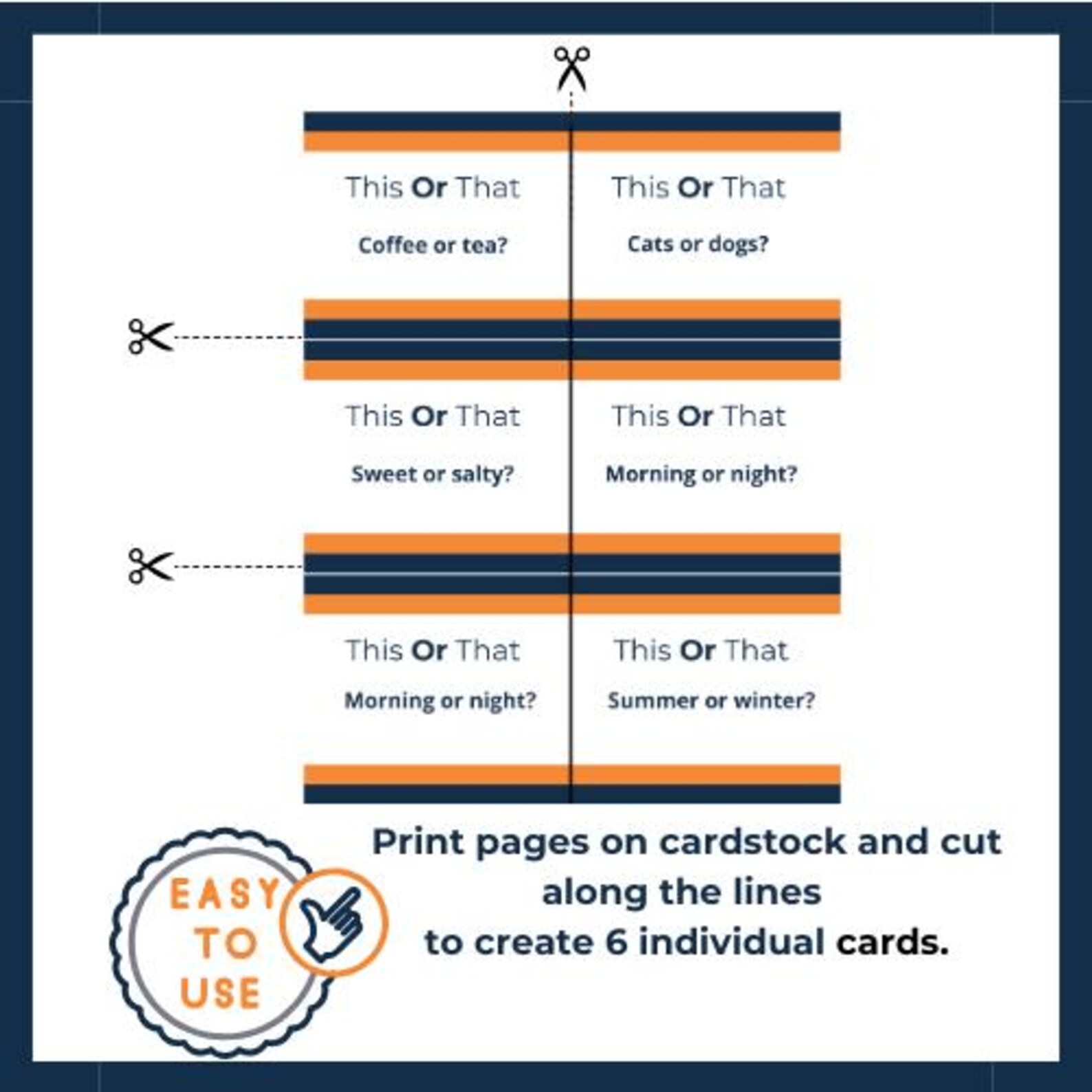 This or That Card Game- for People With Early to Middle Stage Dementia ...