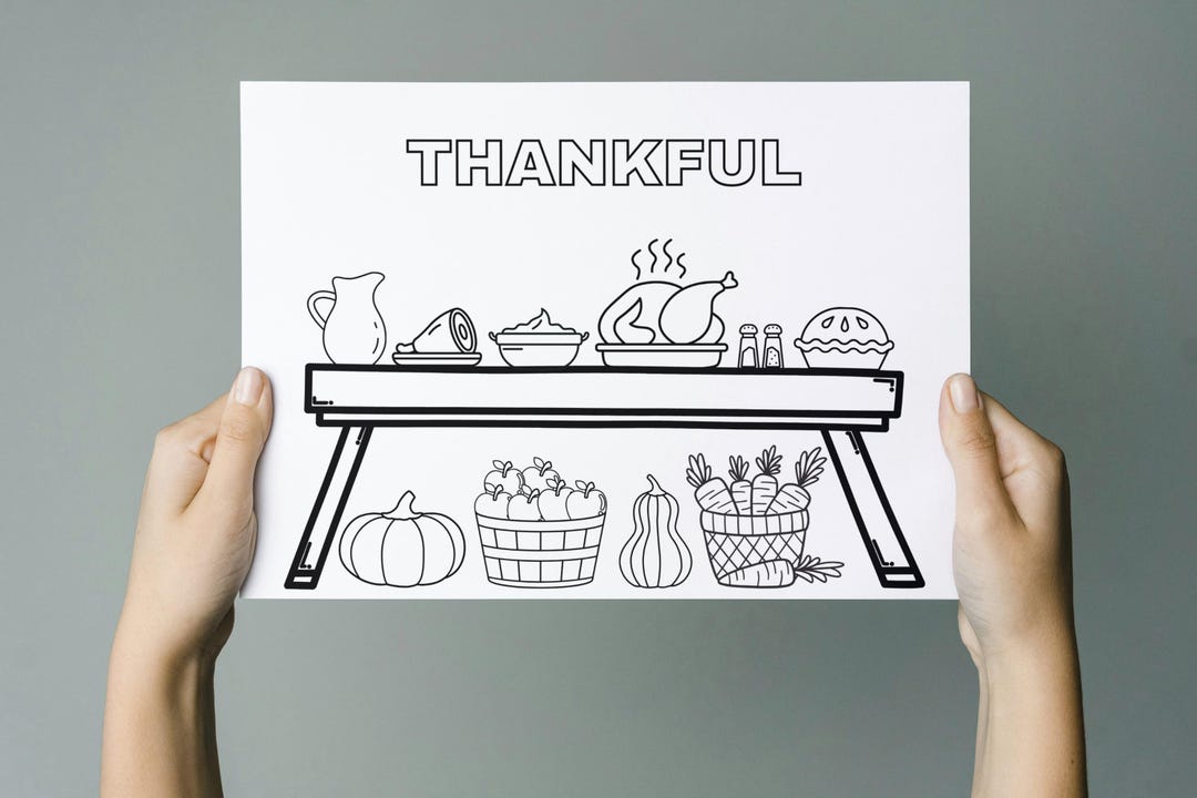 Thanksgiving Coloring Page for Kids & Teens - Harvest Table Activity ...