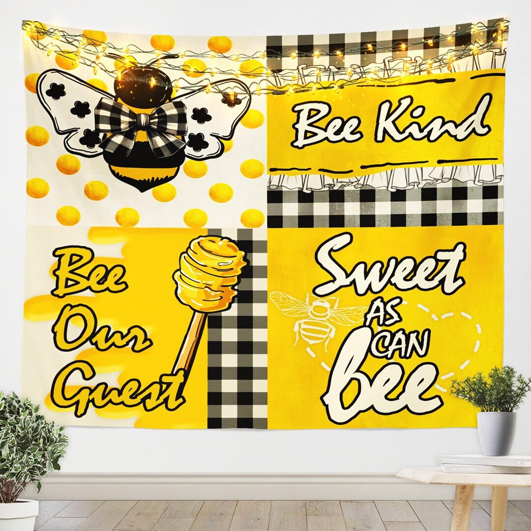 Honey Bee Tapestry Wall Blanket, Cartoon Bow Garden Animal Tapestries ...
