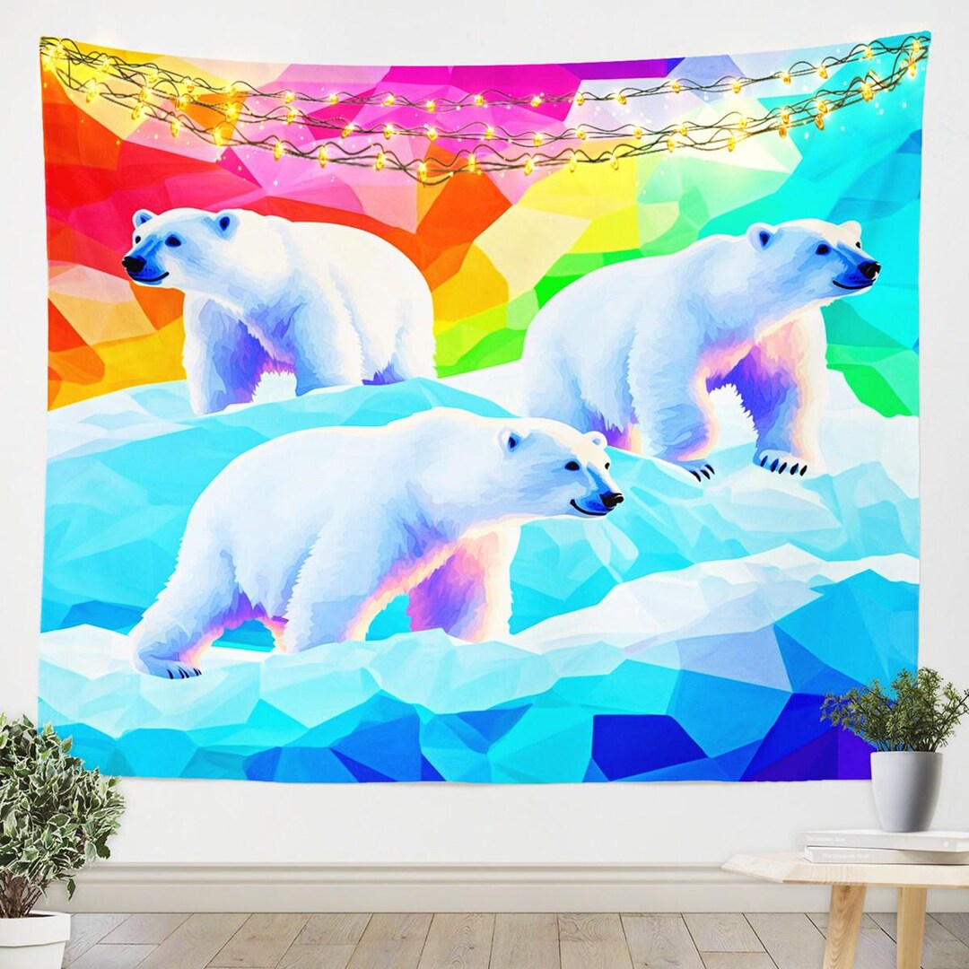 Polar Bear Tapestry, Cute Arctic Wild Animal Wall Hangings for Bedroom ...