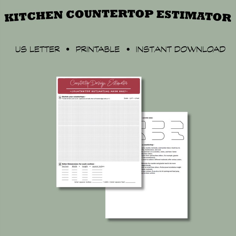Kitchen Countertop Estimator - Etsy