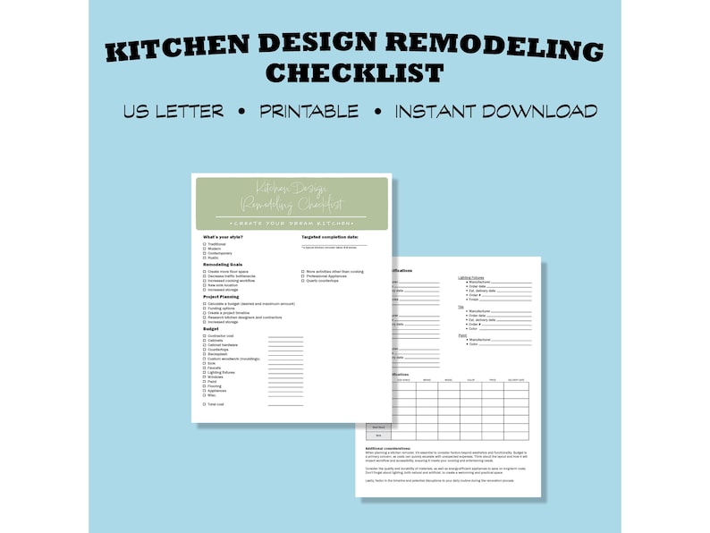 Kitchen Remodel Checklist - Create Your Dream Kitchen - Etsy