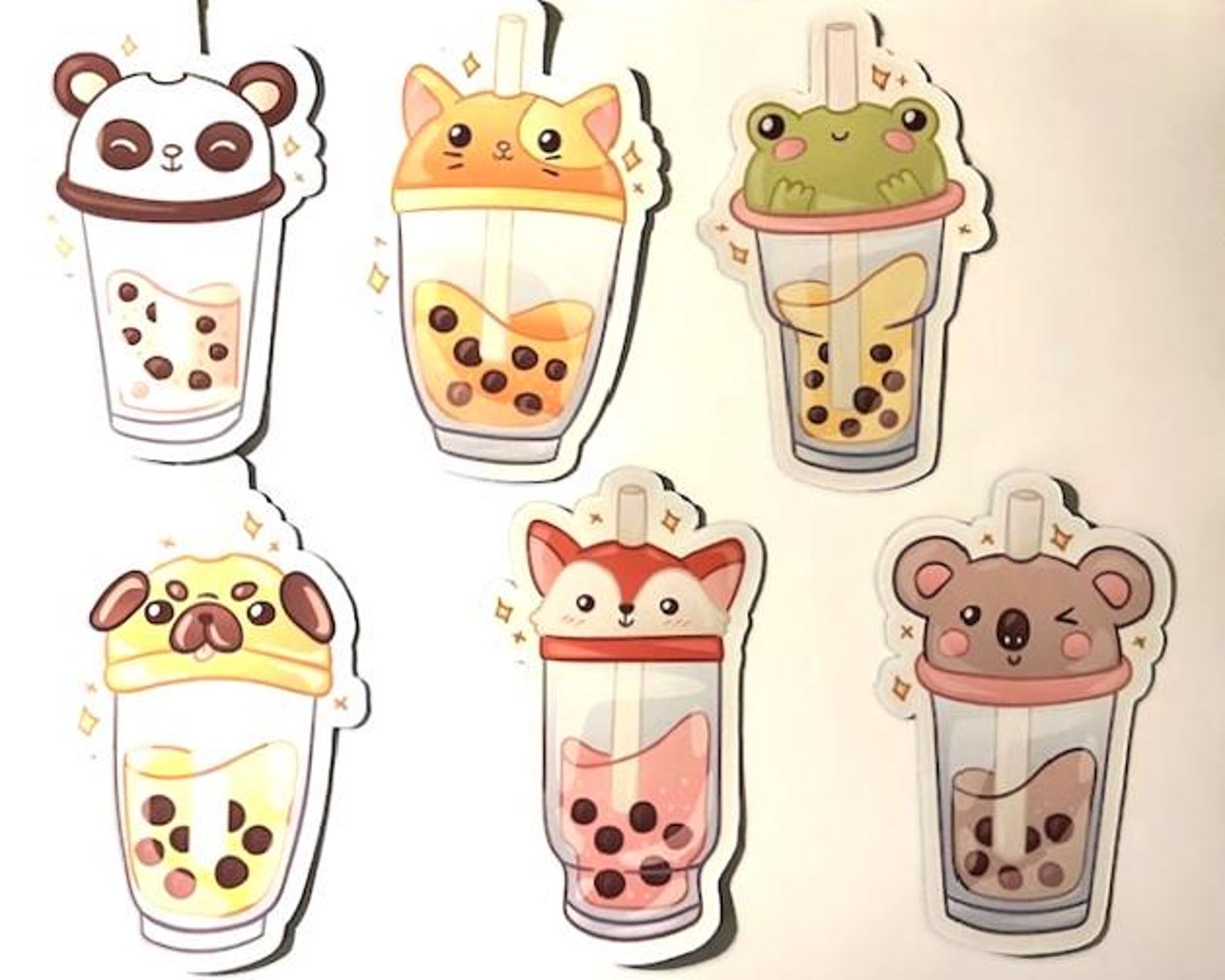 Set of 6 Cute Boba Tea Magnets 2.5 Inches for School Lockers, Fridge or ...