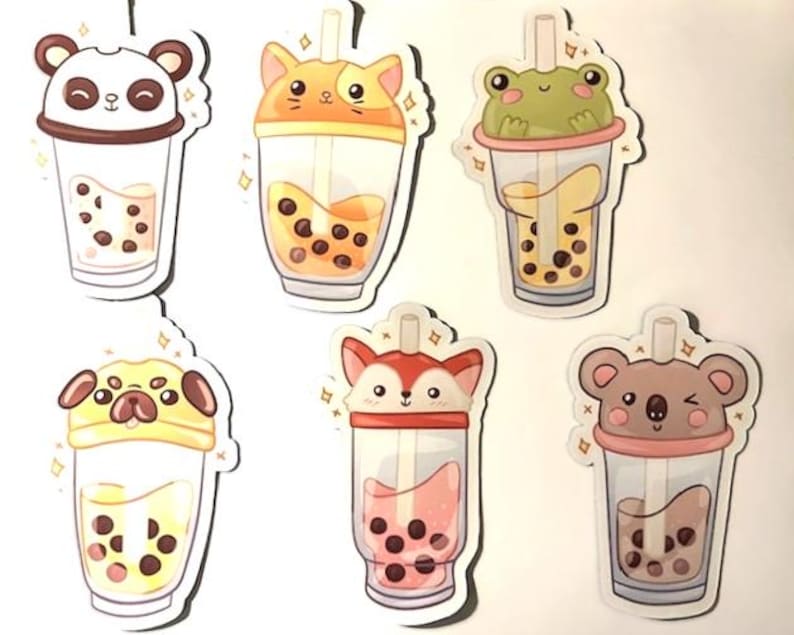 Set of 6 Cute Boba Tea Magnets 2.5 Inches for School Lockers, Fridge or ...