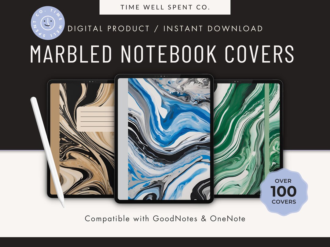 Abstract Marble Digital Notebook Covers | Goodnotes & Onenote Aesthetic ...