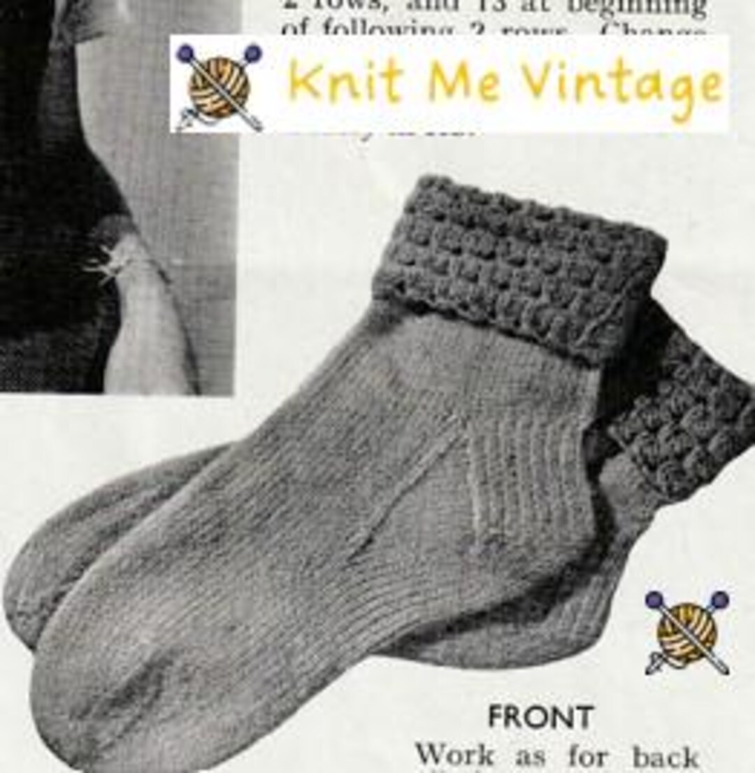Vintage 1940s Ladies Ankle Socks Knitting Pattern July 1942 - Etsy
