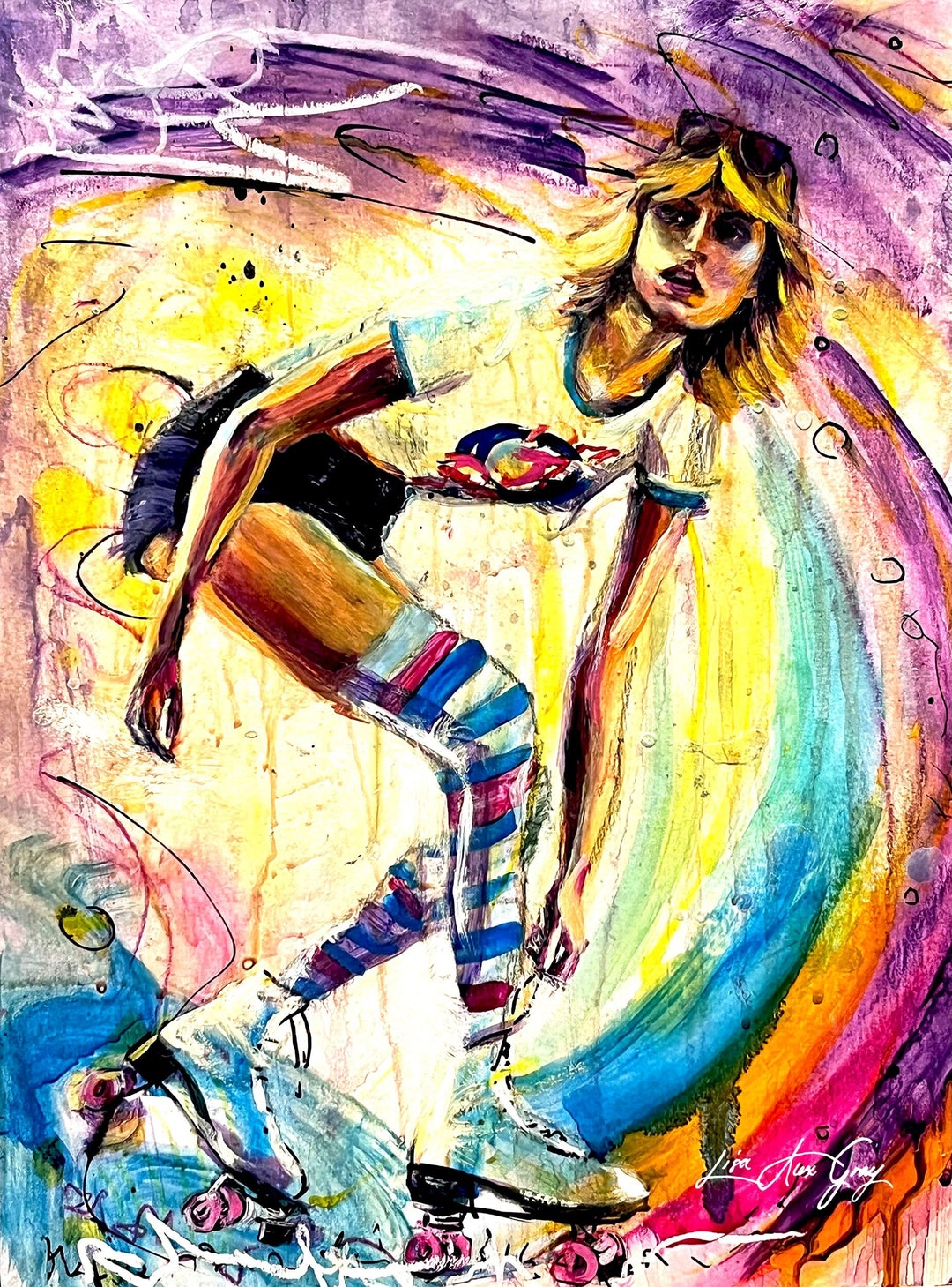 70s Roller Skating Retro Poster Print - Vintage Wall Decor for Skating ...