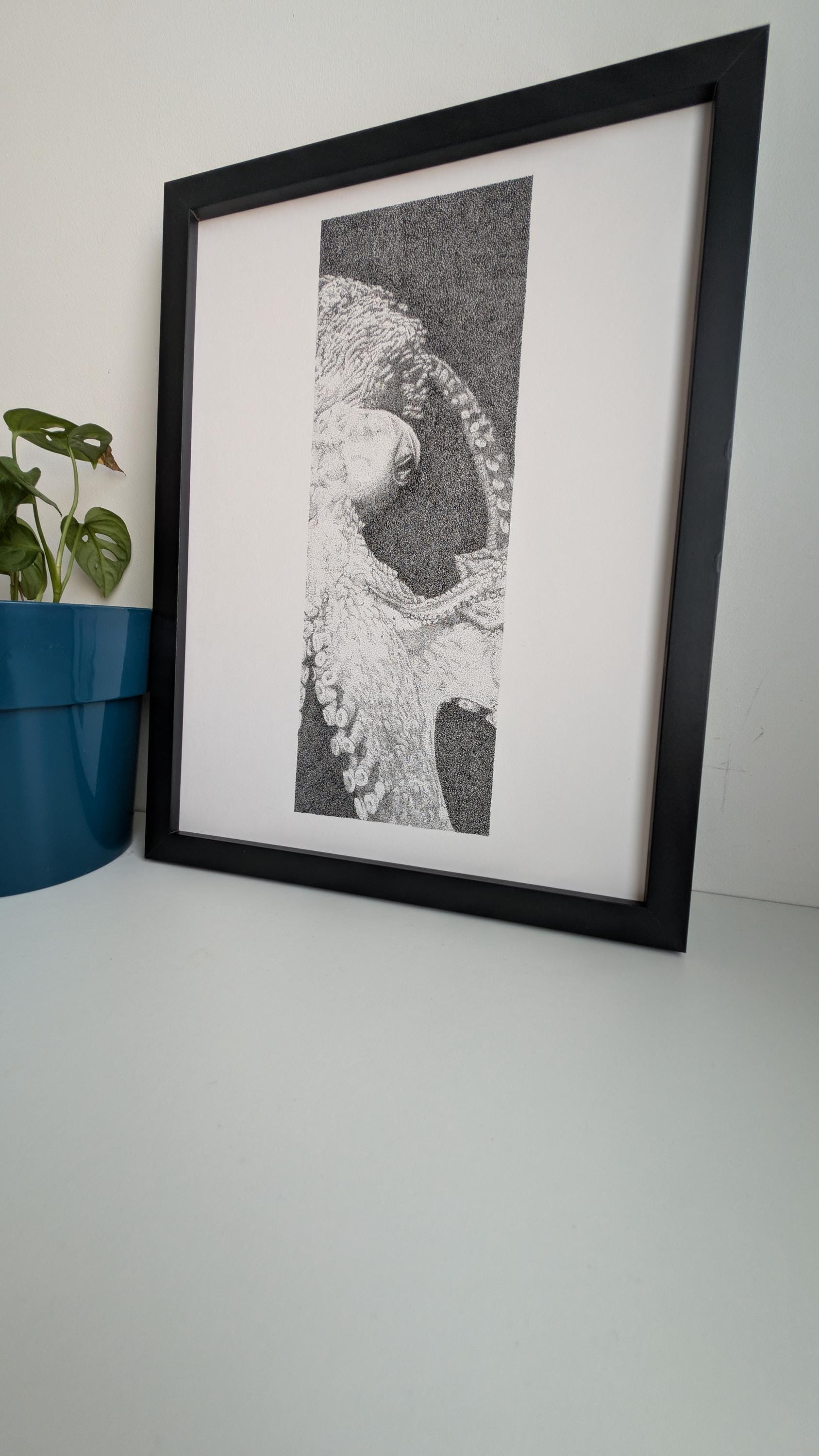 Octopus Stippling Illustration Handcrafted Pointillism Art - Etsy