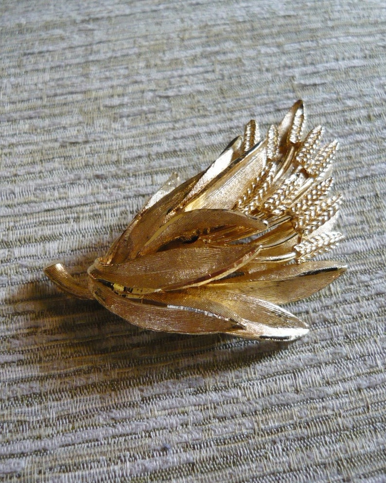 Vintage Large BSK Jewelry Designer Wheat Pin in Gold Tone. | Etsy