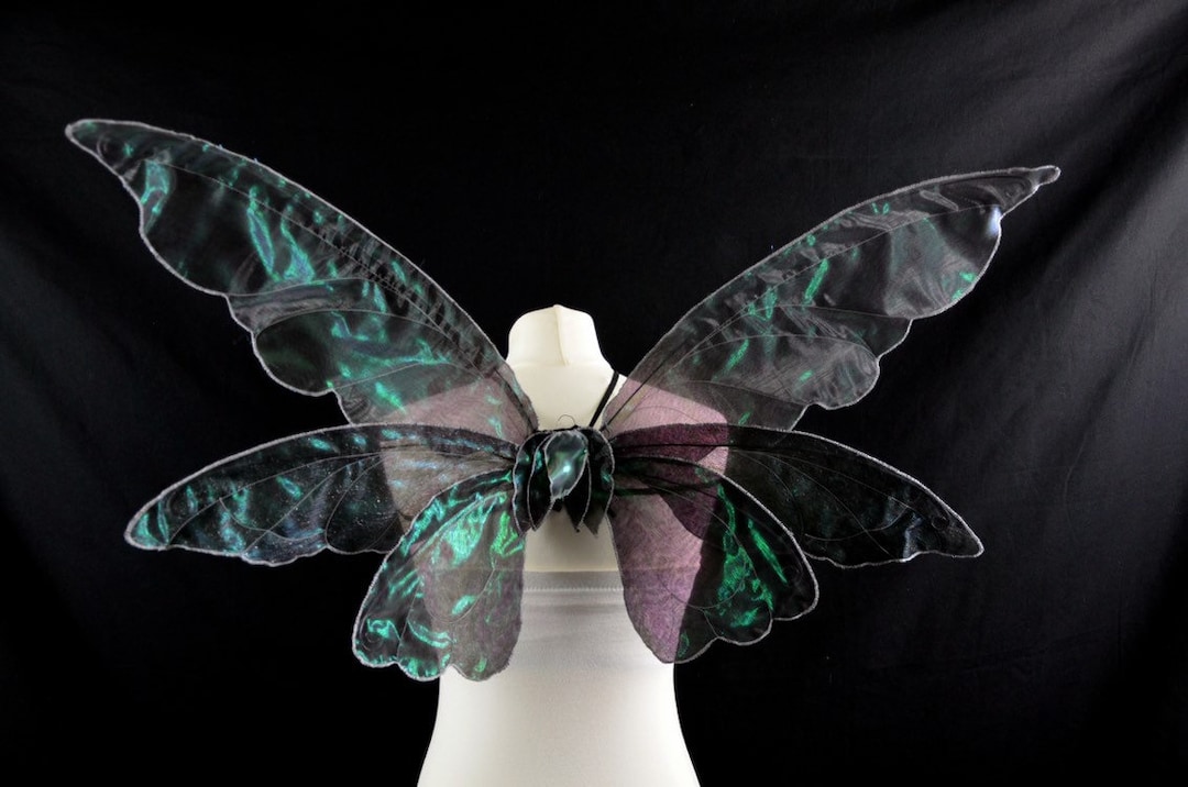 Black Child/adult Triple Black Wings With White Stitching - Etsy