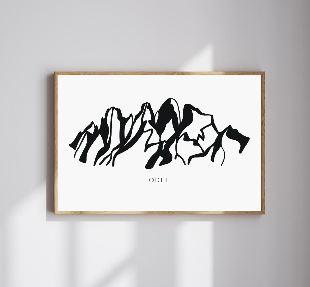Minimalist Black Mountain Outline | Odle Artwork | Dolomites Wall Art ...