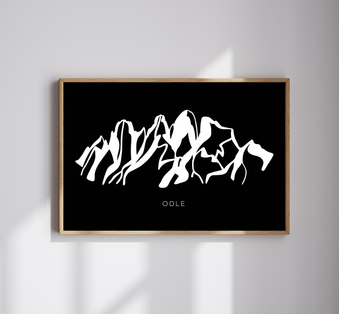 Minimalist White Mountain Outline | Odle Artwork | Dolomites Wall Art ...