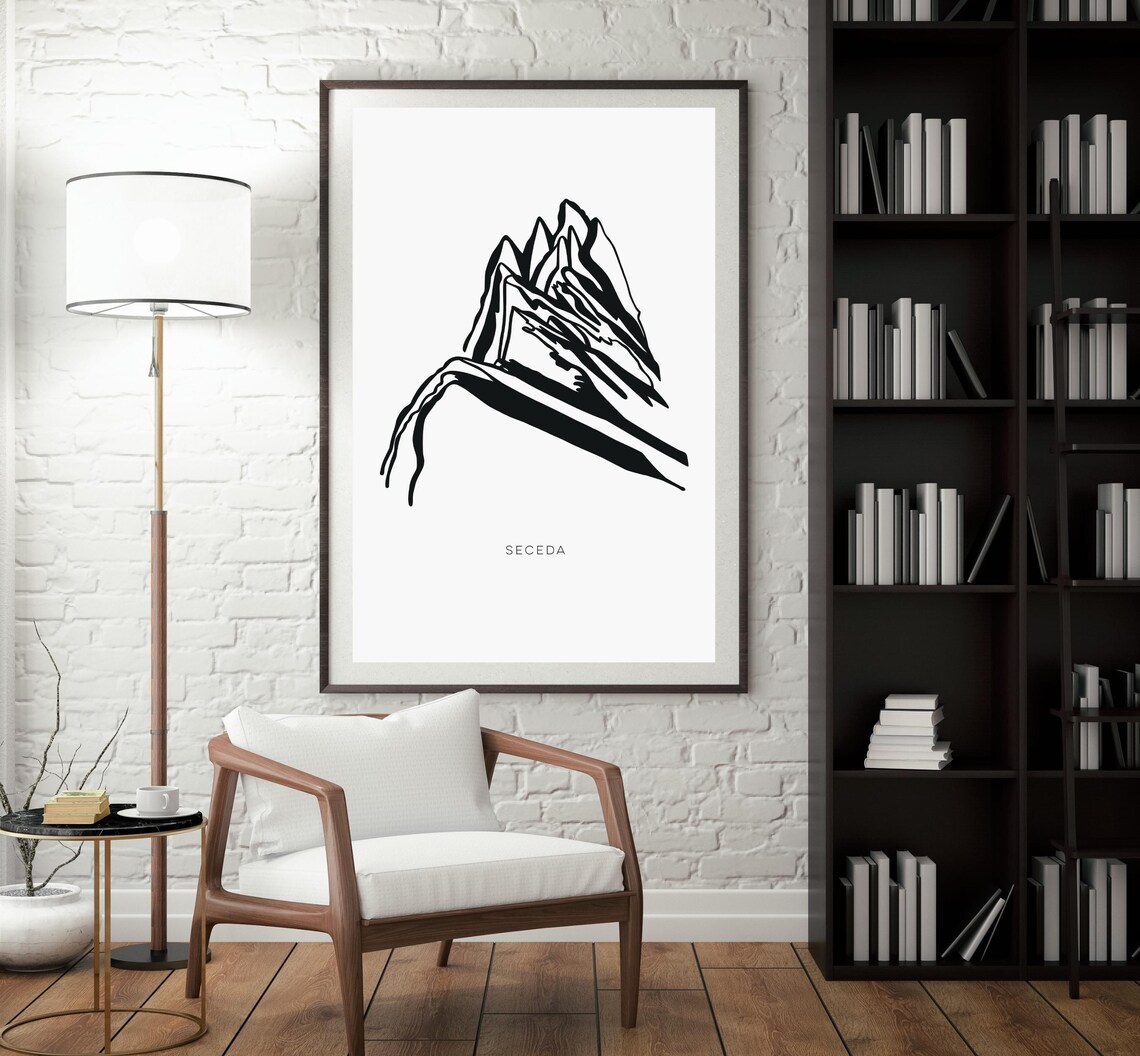 Seceda Dolomites Print: Minimalist Mountain Art for Hikers (digital ...