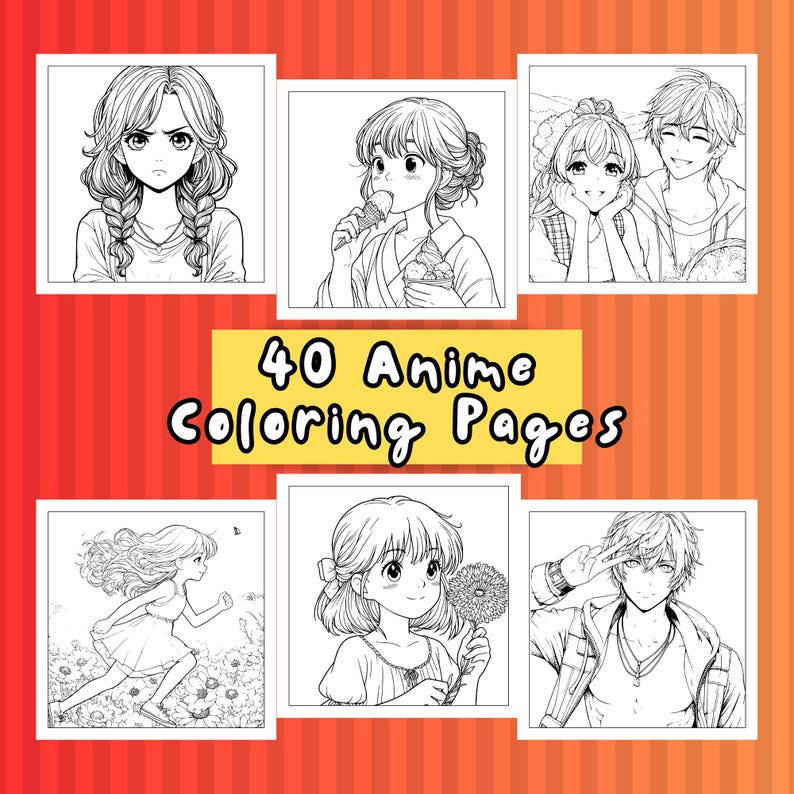 Printable Anime Coloring Pages for Anime Lovers - Etsy