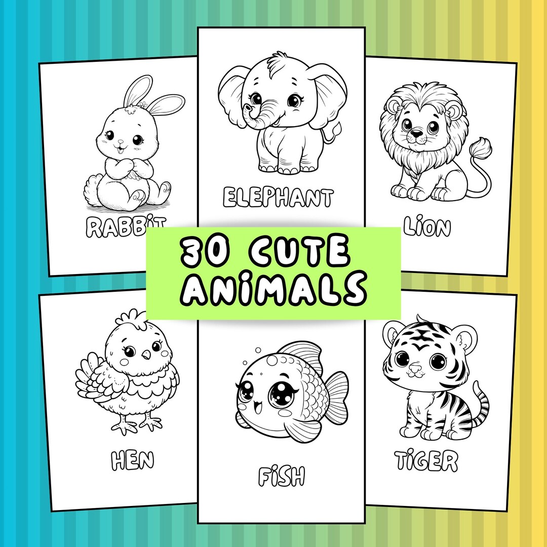 Printable Cute Animals Coloring Book 1 for Kids | Learn How to ...