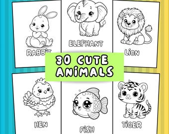 Printable Cute Animals Coloring Book 2 for Kids | Learn How to ...
